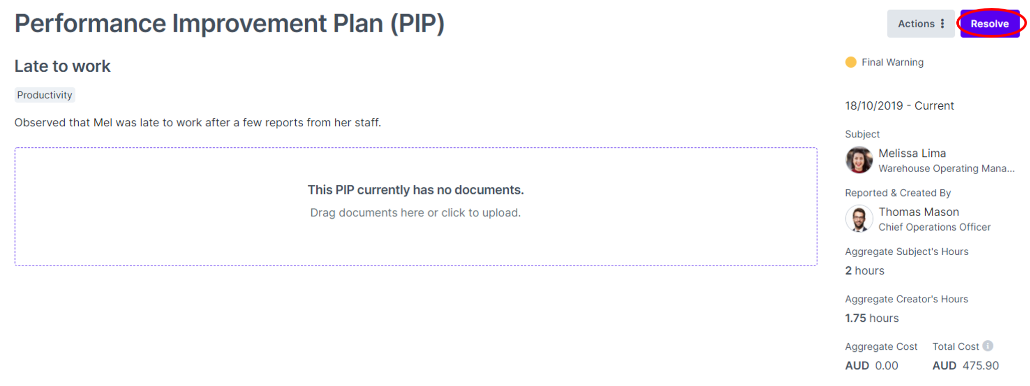 Escalating and Resolving Performance Improvement Plans – intelliHR Support Portal