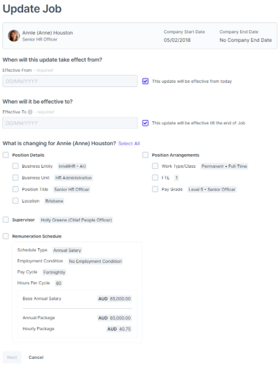 Updating an Employee's Job – intelliHR Support Portal