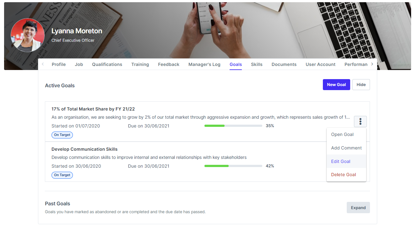 Creating and Editing Goals – intelliHR Support Portal