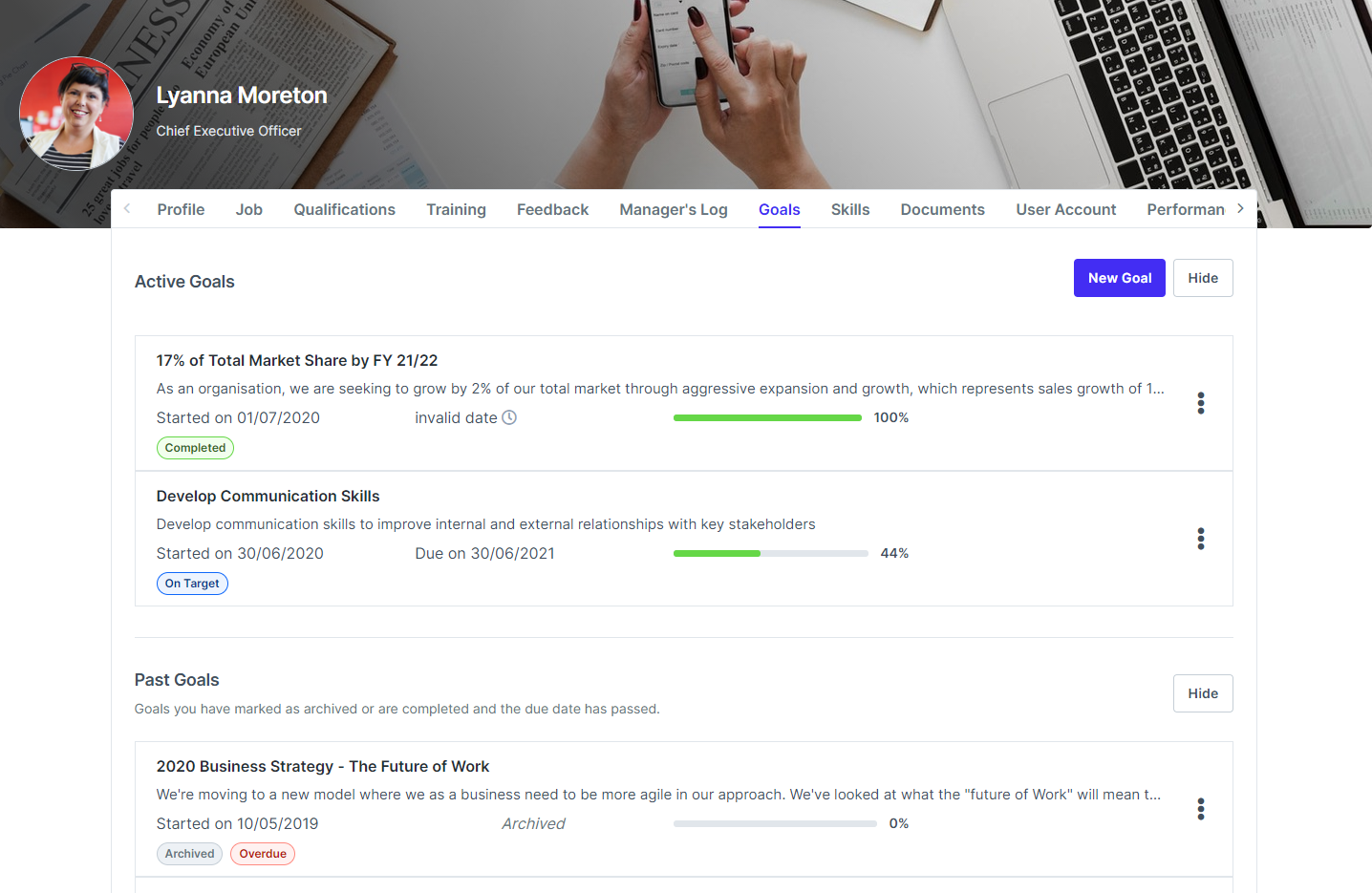 Viewing and Updating Goal Progress – intelliHR Support Portal