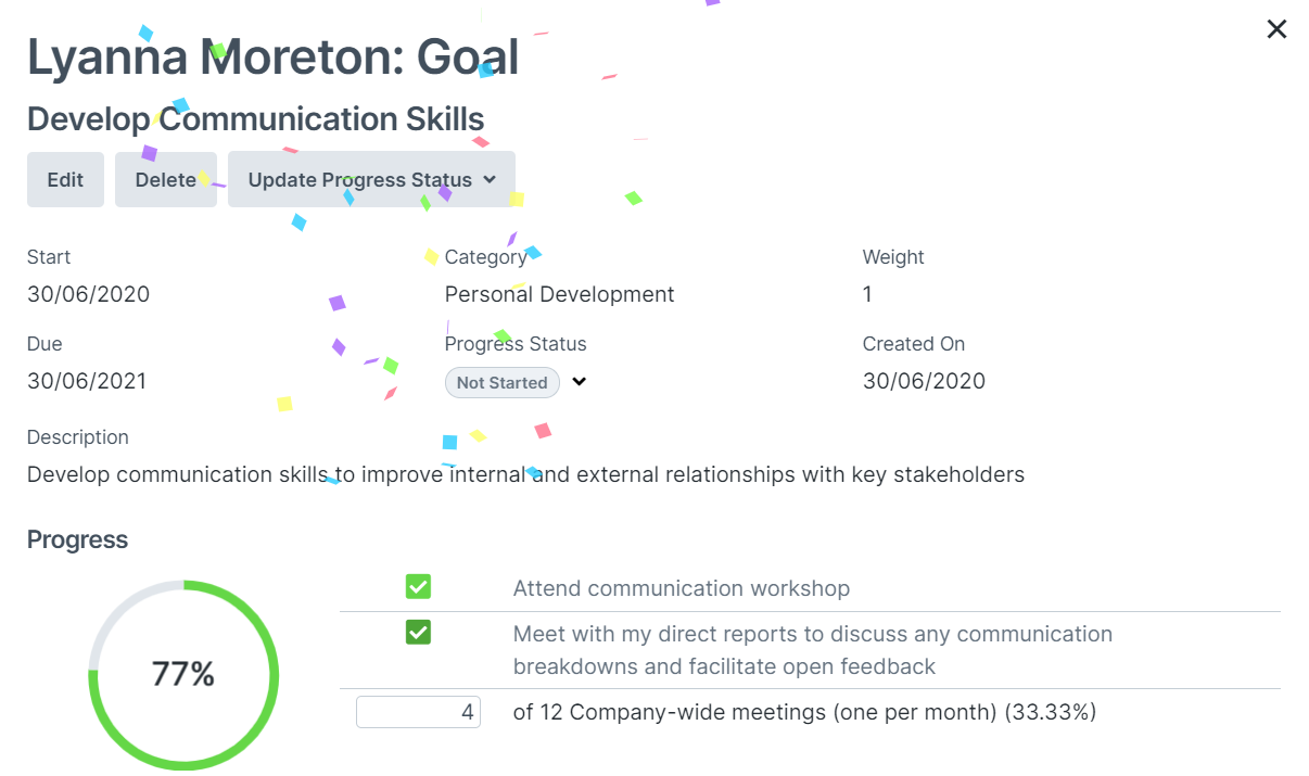 Viewing and Updating Goal Progress – intelliHR Support Portal