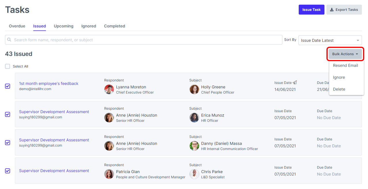 Managing and Tracking Task Completion – intelliHR Support Portal