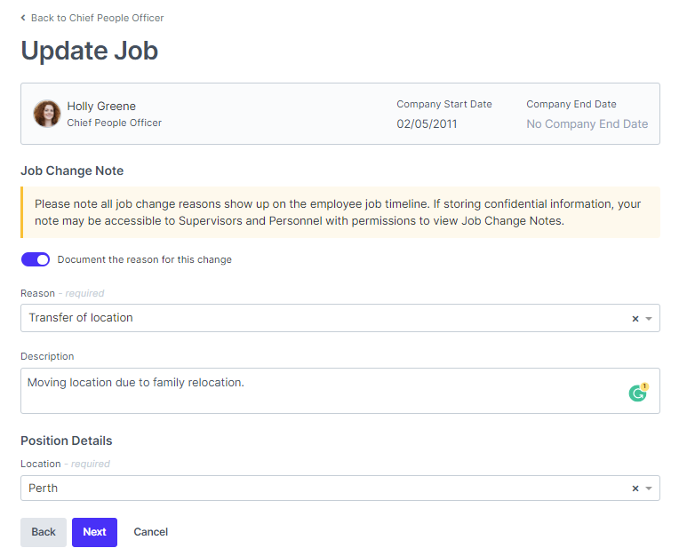Updating an Employee's Job – intelliHR Support Portal