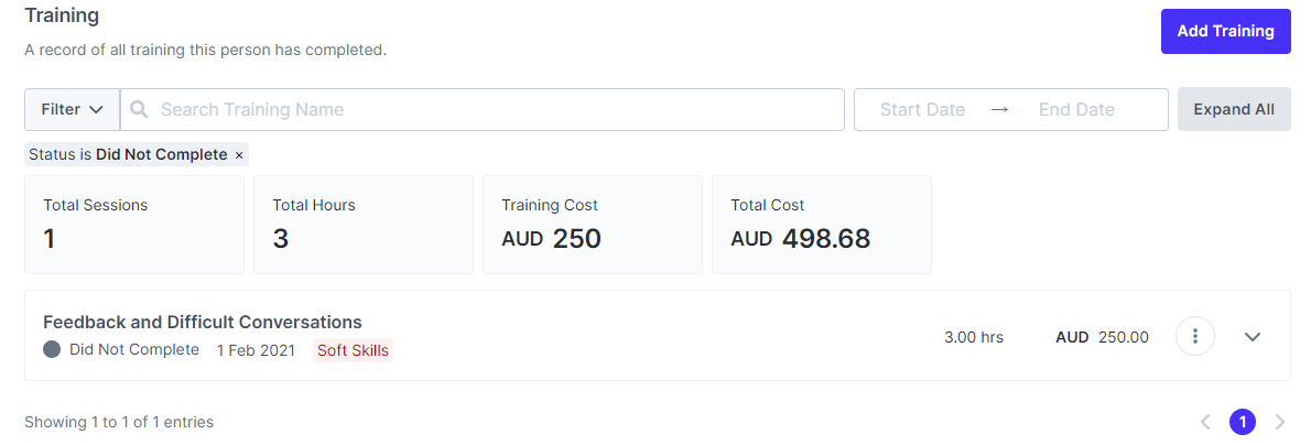 Understanding Training Statuses – intelliHR Support Portal