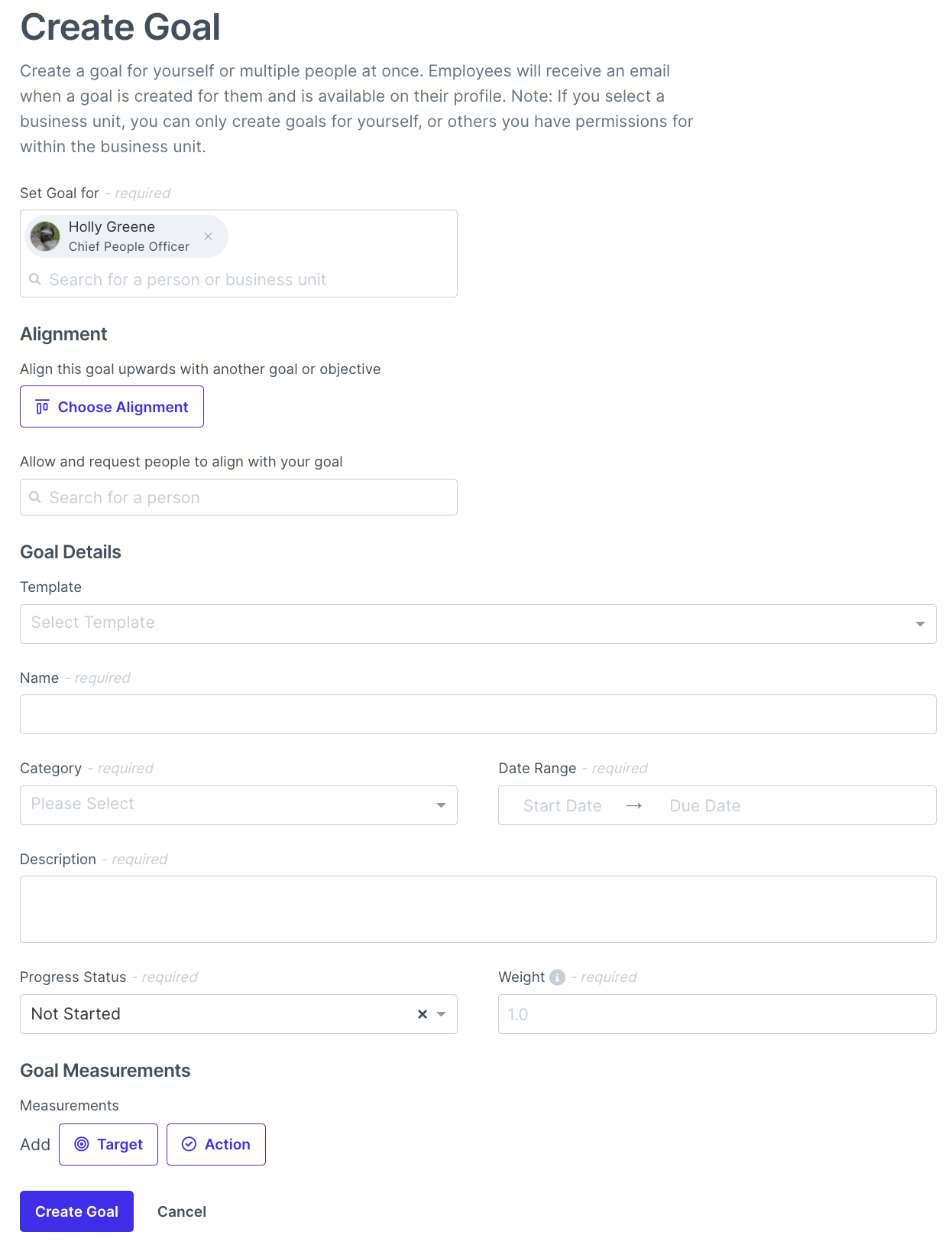 Creating and Editing Goals – intelliHR Support Portal