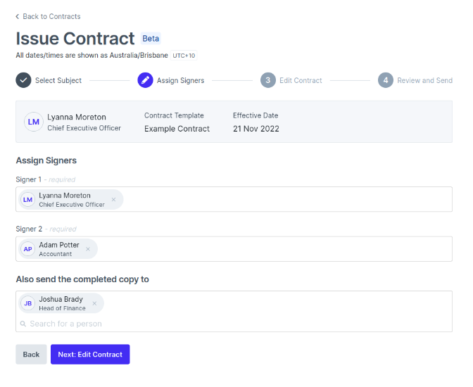 Issuing a Contract – intelliHR Support Portal