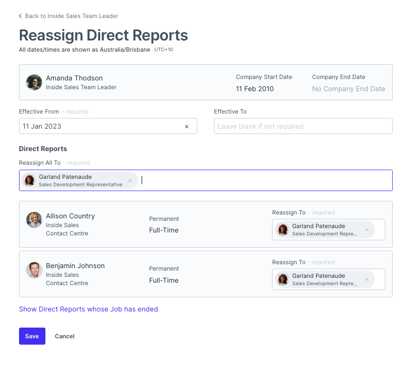 Reassigning Direct Reports – intelliHR Support Portal