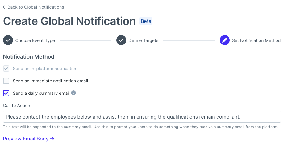 Event Notifications - Qualifications – intelliHR Support Portal