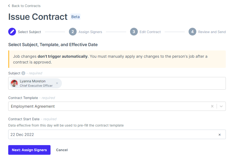 Issuing a Contract – intelliHR Support Portal