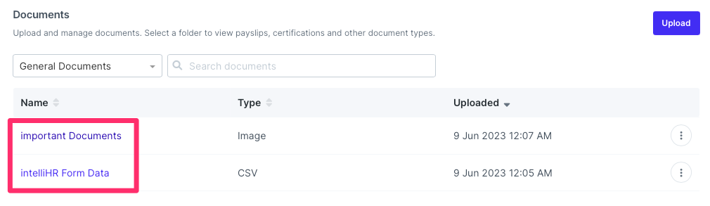 Documents Tab on Profiles – intelliHR Support Portal
