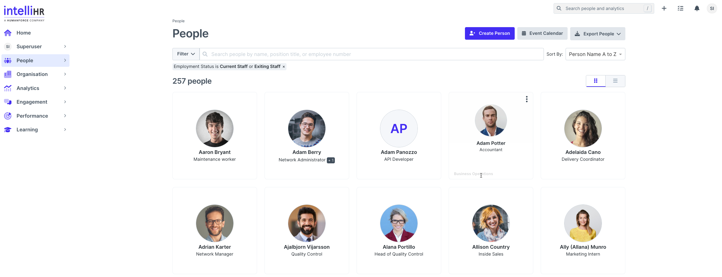 Exporting People & Job data via the People Directory – intelliHR Support Portal