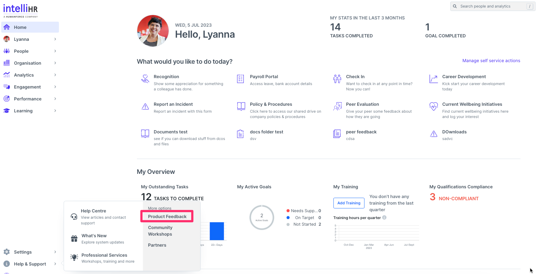 Submitting Product Feedback – intelliHR Support Portal