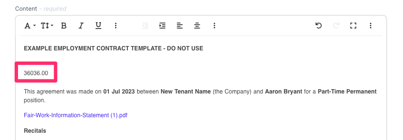 Contract Template Variables – intelliHR Support Portal